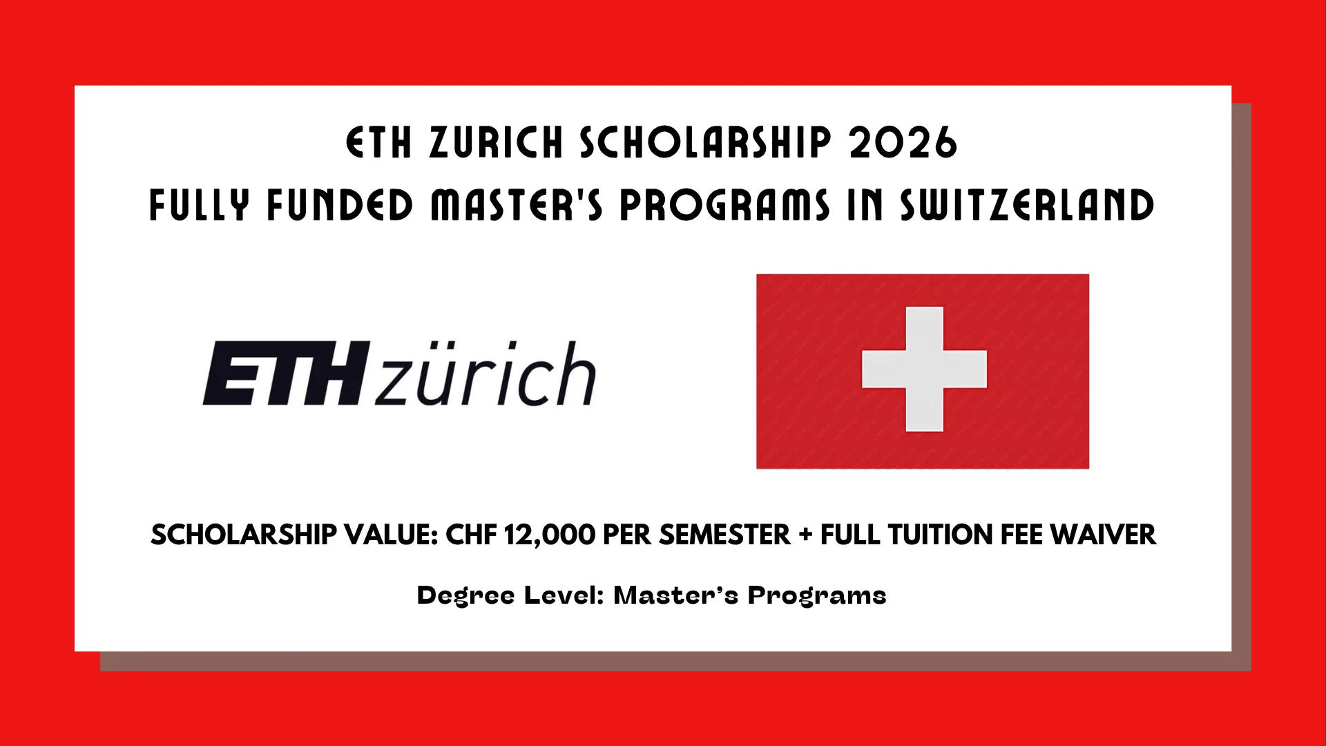 ETH Zurich Scholarship 2026 | Fully Funded Master's Programs in ...