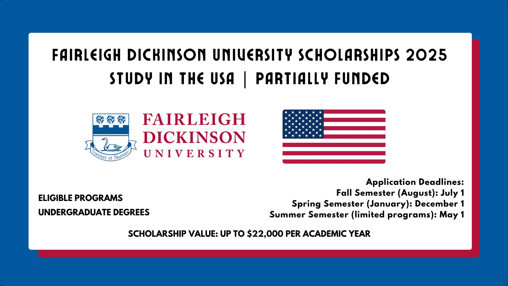 Fairleigh Dickinson University Scholarships 2025 – Study in the USA | Partially Funded ...
