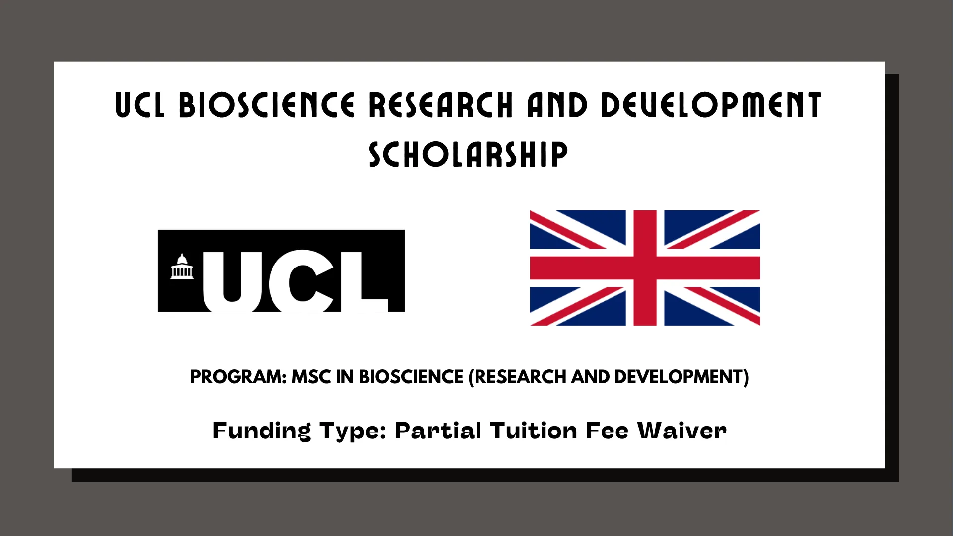 UCL Bioscience Research and Development Scholarship 2025 - GrabScholarships