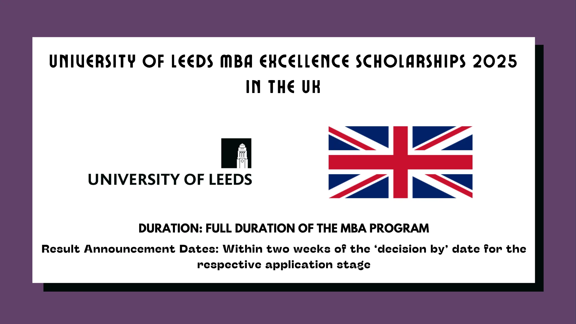University of Leeds MBA Excellence Scholarships 2024/25 in the UK - GrabScholarships