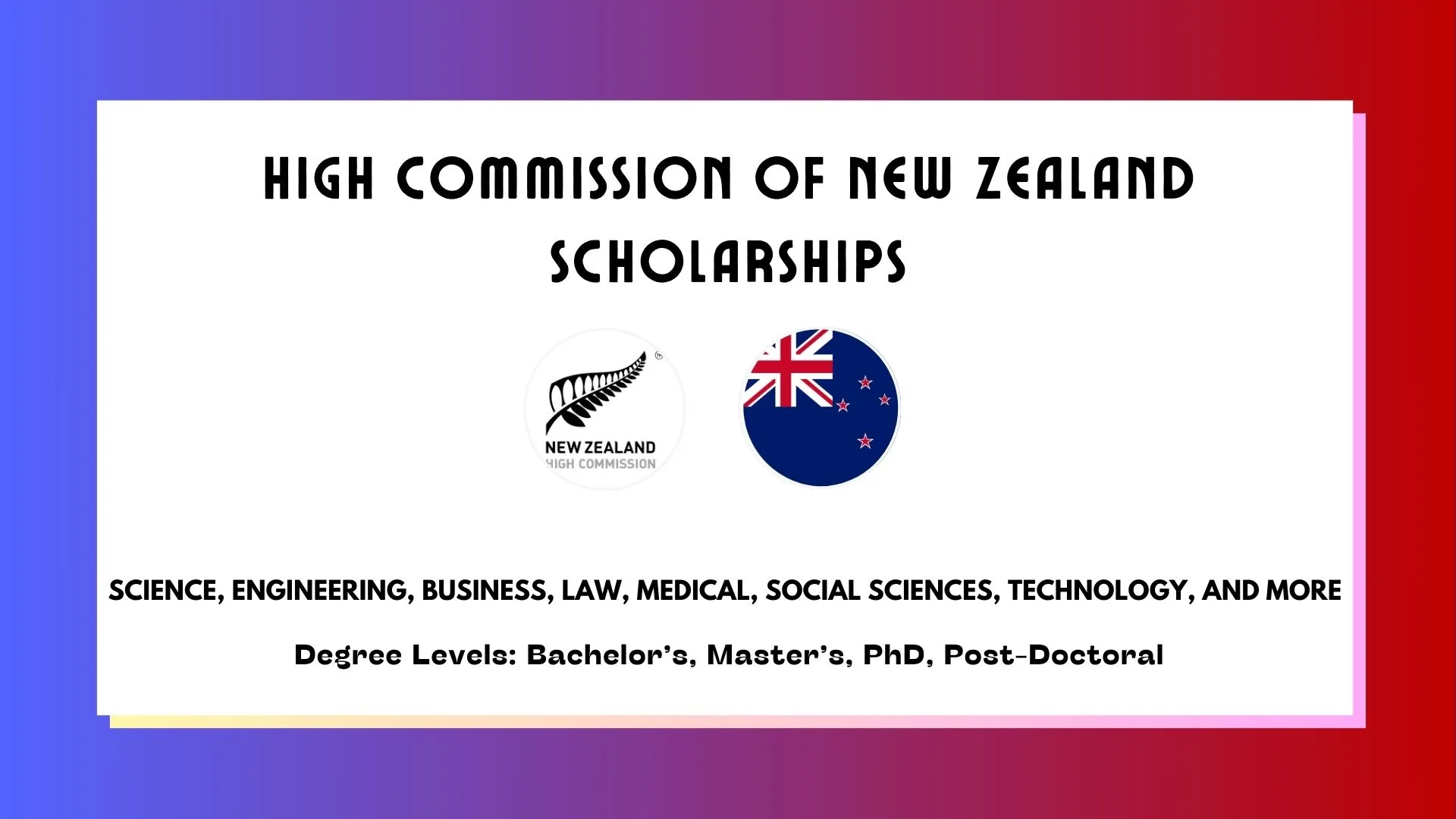 High Commission of New Zealand Scholarships 2025-26 (Fully Funded ...
