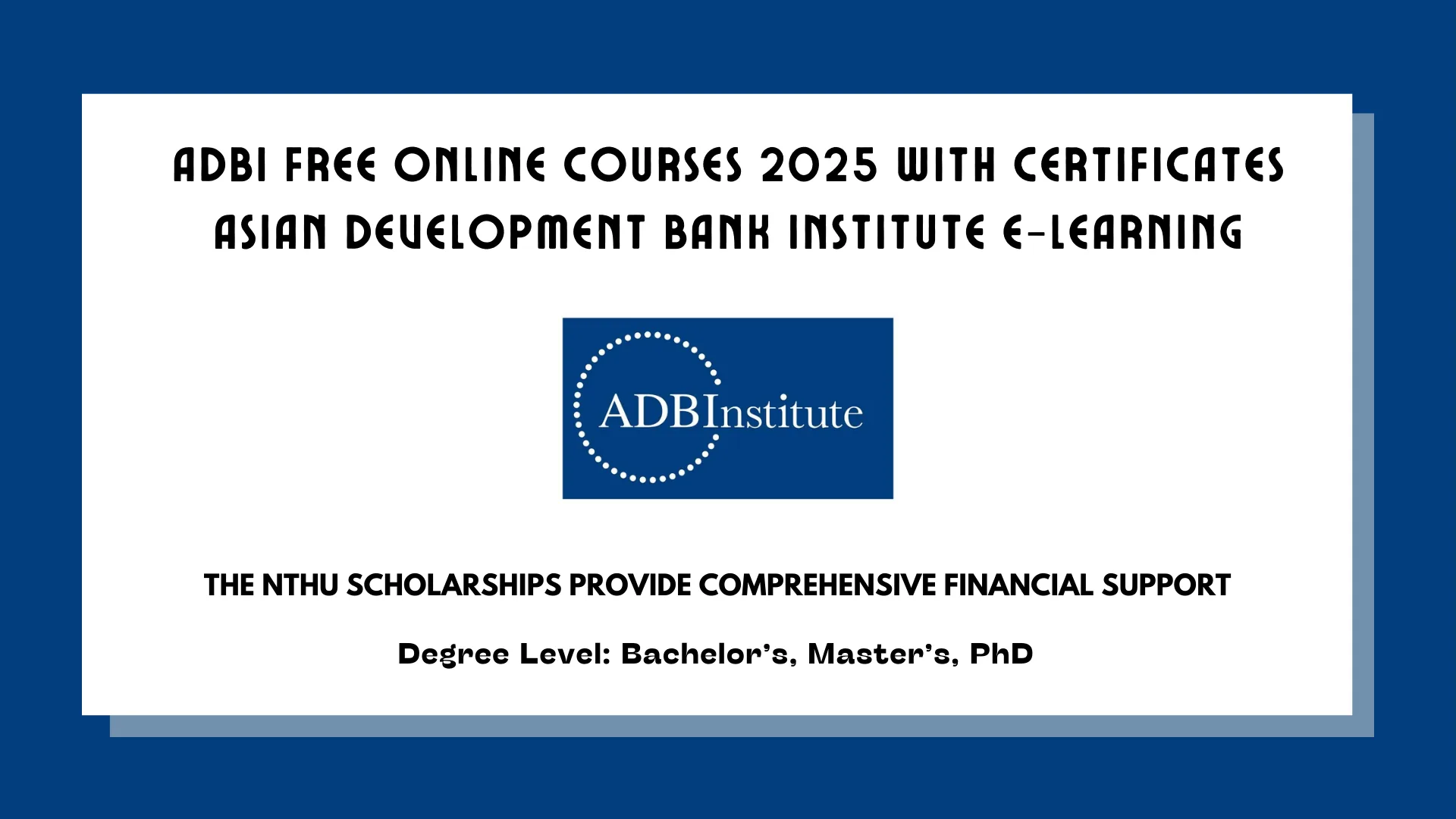 ADBI Free Online Courses 2025 with Certificates | Asian Development ...
