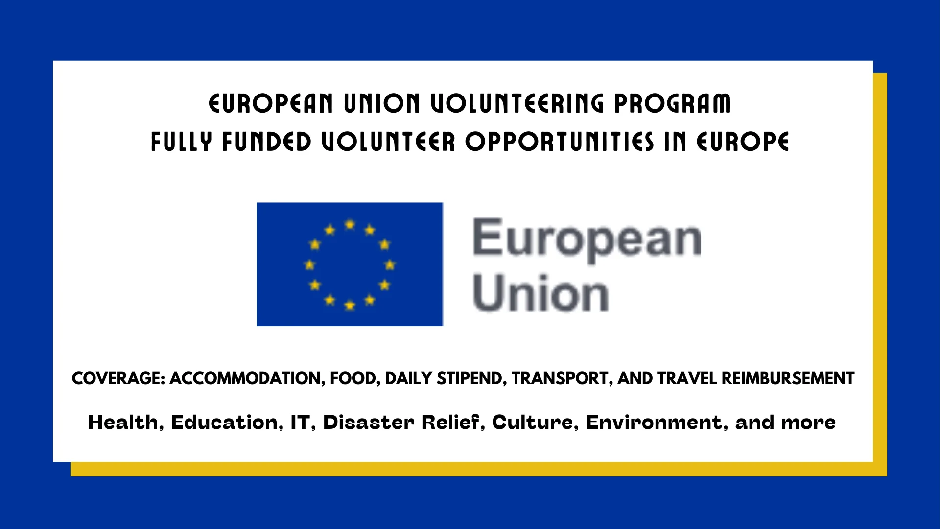 European Union Volunteering Program 2025 | Fully Funded Volunteer ...